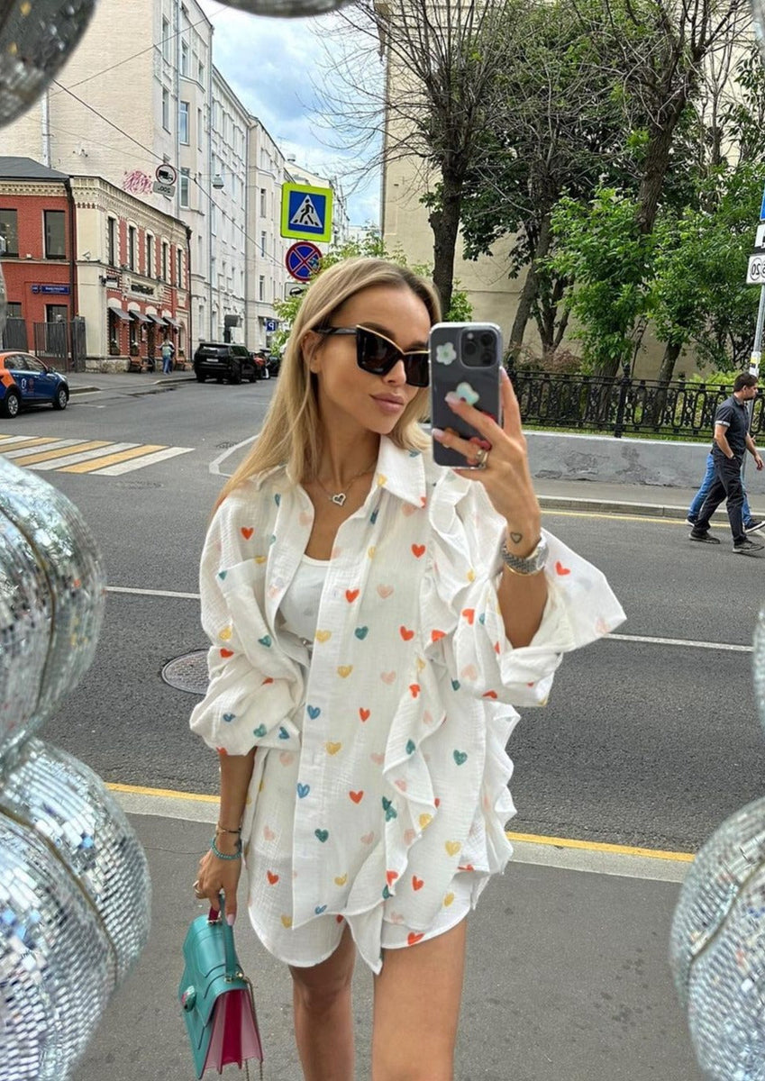 Kamila | Women’s Muslin Cotton Heart Print Set | Comfortable & Playful ...